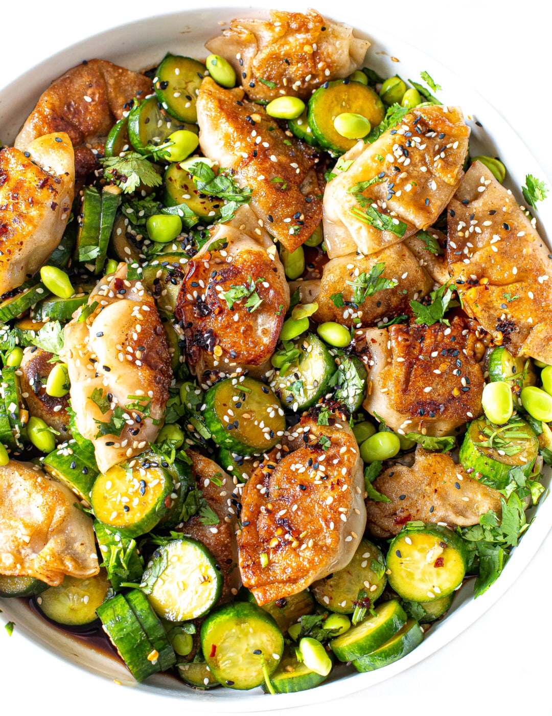 Asian Dumpling Cucumber Salad - Chef Savvy