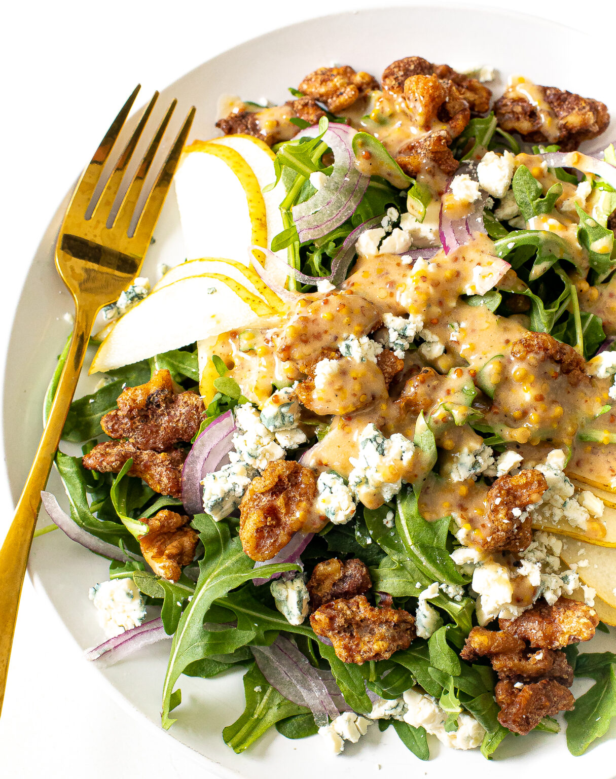 Pear Salad (with Candied Walnuts & Blue Cheese!) - Chef Savvy