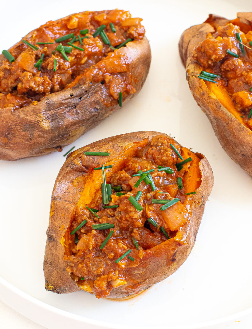 Sloppy Joe Stuffed Sweet Potatoes - Chef Savvy Sloppy Joe Stuffed Sweet Potatoes - Chef Savvy